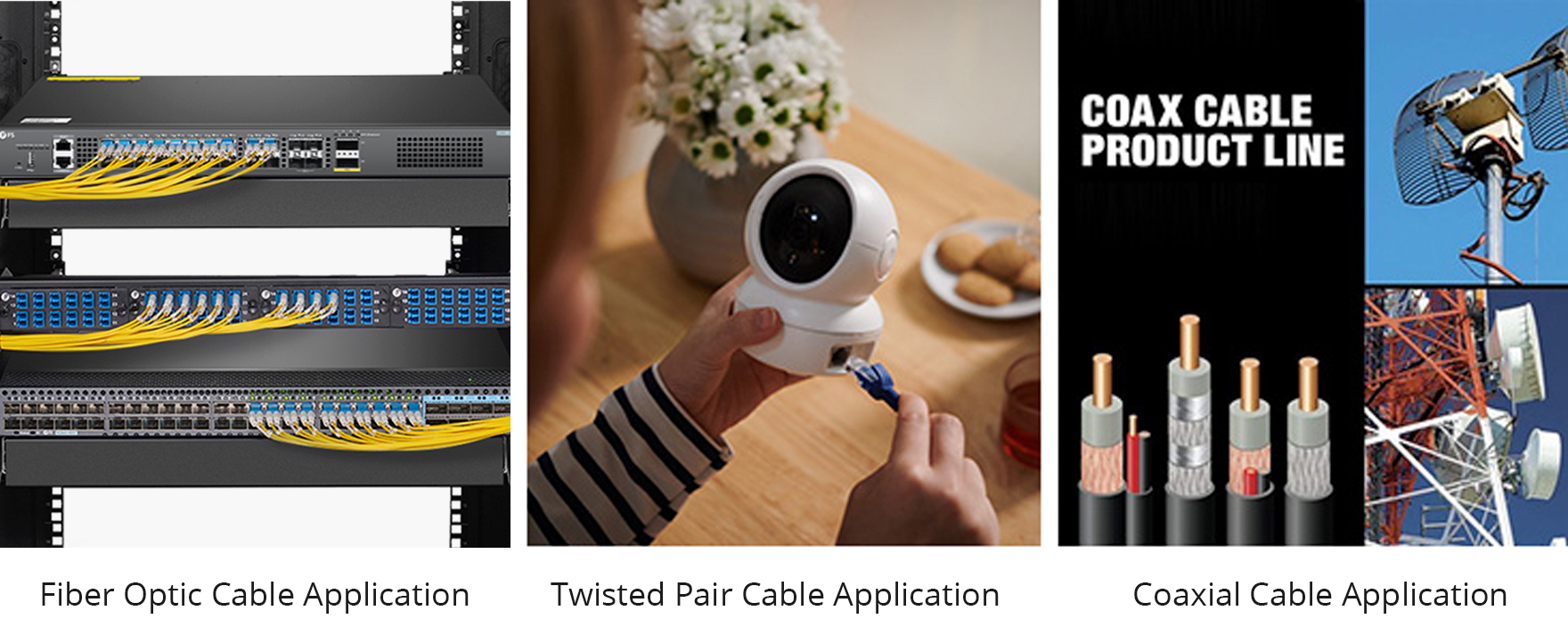 Difference Between Fiber Optic Cable, Twisted Pair Cable and Coaxial Cable