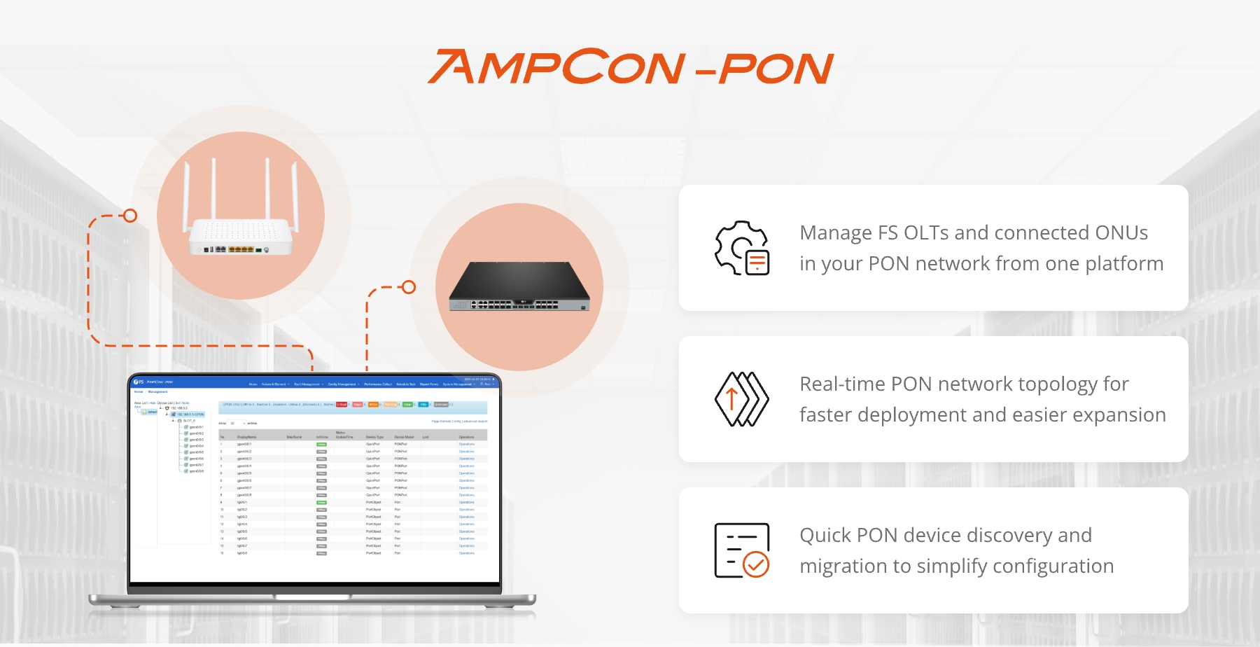 FS Ampcon-PON Management Software for PON Networks
