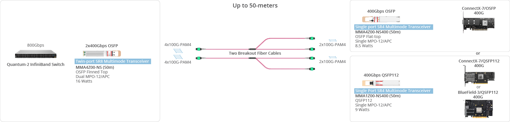 800G InfiniBand Transceivers Solution: 800G SR8 and DR8