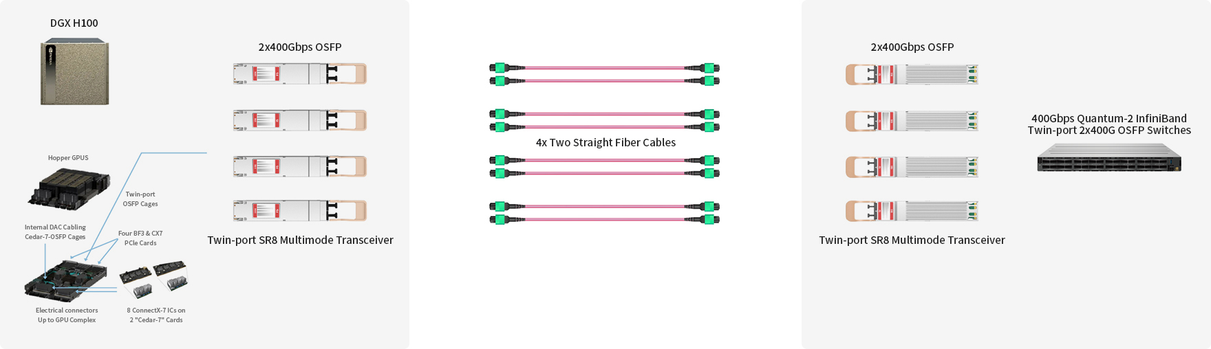 FS MTP®/MPO-8/16 Solutions for NVIDIA 800/400/200G Links