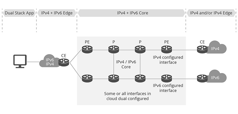 How to Achieve IPv4 and IPv6 Coexistence: Dual Stack or MPLS Tunnel?