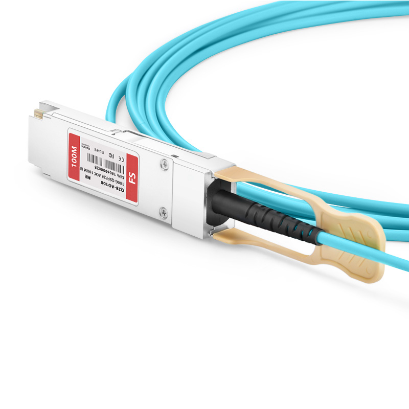 100m (328ft) NVIDIA InfiniBand MFA1A00-E100 Compatible 100G EDR QSFP28 Active Optical Cable - FS.com
