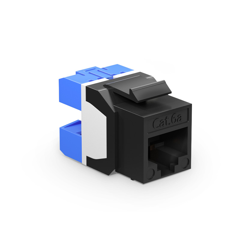 Cat6a RJ45 (8P8C) Unshielded Punch Down Keystone Jack Module, Black (10 PCS/Pack) - FS