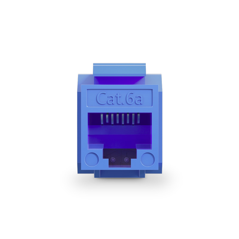 Cat6a RJ45 (8P8C) Unshielded Punch Down Keystone Jack Module, Blue (10 PCS/Pack) - FS.com