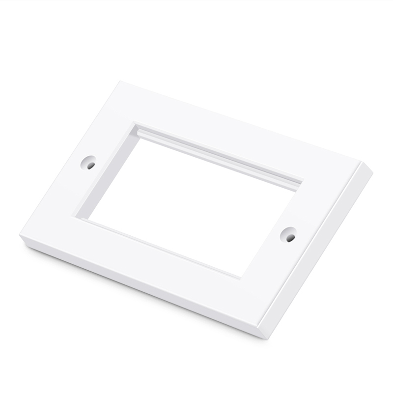 British-Style Double Gang Faceplate Frame, 4 Ports, White, 5.75''x3.39 ...