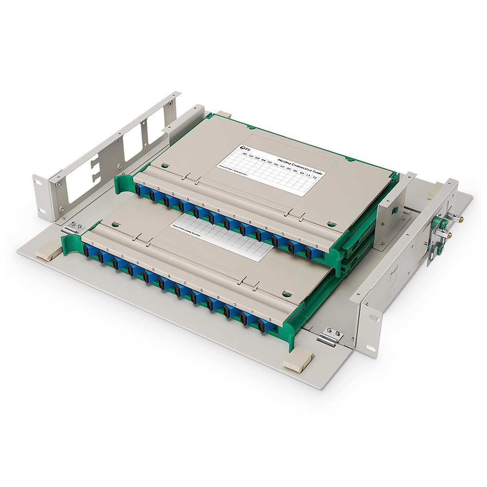 2U Rack Mount Fiber Optic Distribution Panel, 24 Fibers OS2 Single Mode ...