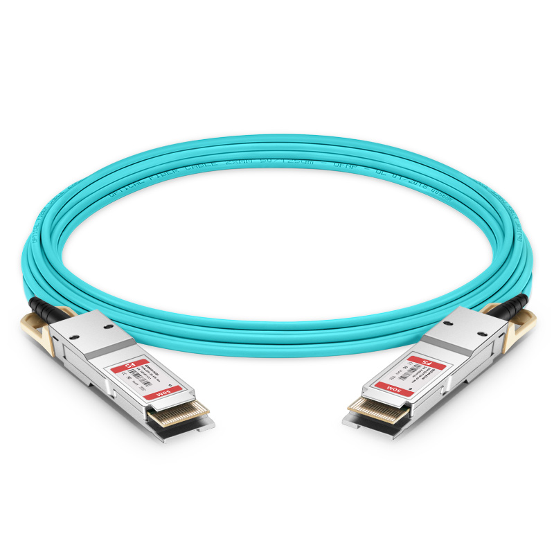 50m(164ft) Dell互換 200G QSFP-DDアクティブ光ケーブル(AOC) - FS.com 日本
