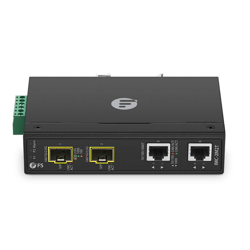 Industrial 2 x 10/100/1000Base-T RJ45 to 2 x 100/1000/2500Base-X SFP Slot Gigabit Ethernet Media ...