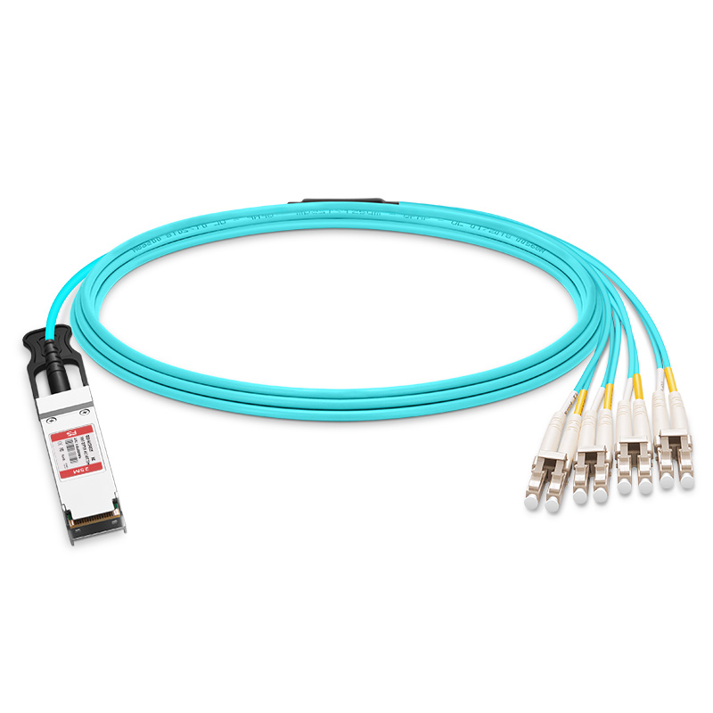 25m (82ft) Netgear Compatible 100G QSFP28 to 4 Duplex LC Active Optical Breakout Cable - FS.com