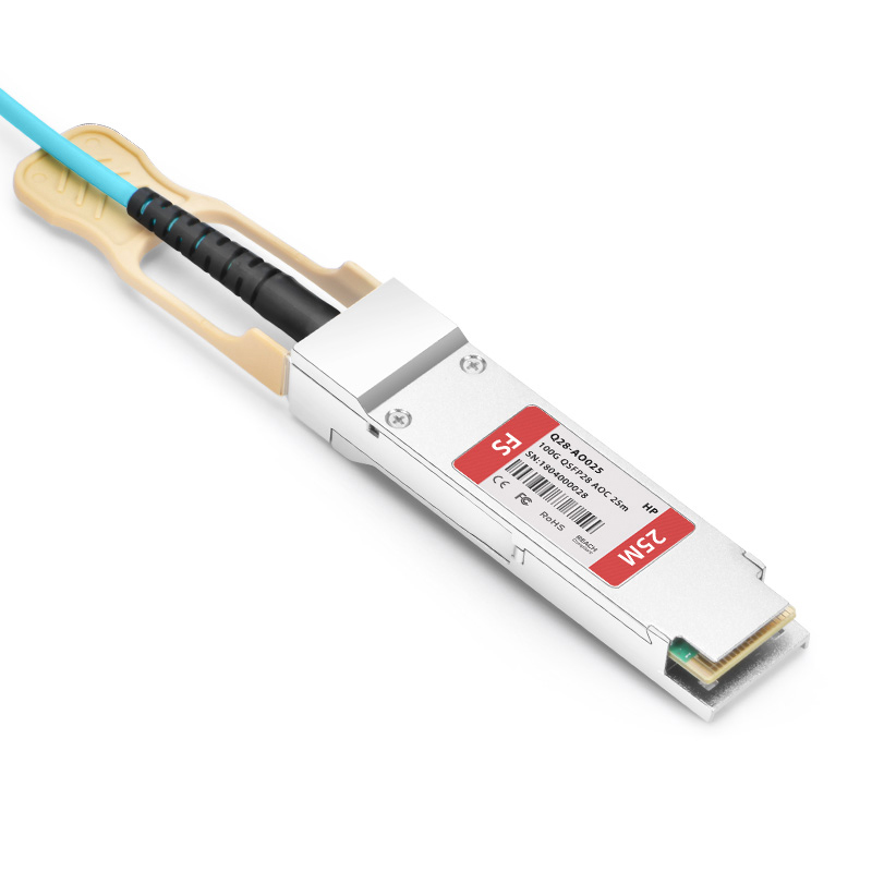 25m (82ft) HPE Aruba Compatible 100G QSFP28 Active Optical Cable - FS.com