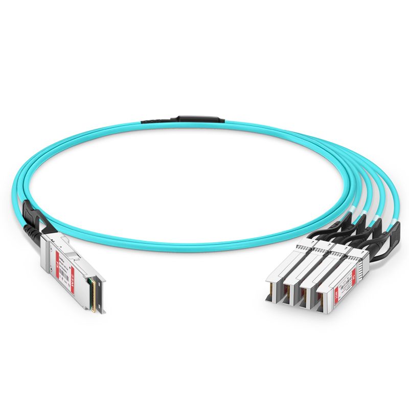 25m (82ft) HPE Aruba Compatible 40G QSFP+ to 4 x 10G SFP+ Active Optical Breakout Cable - FS.com