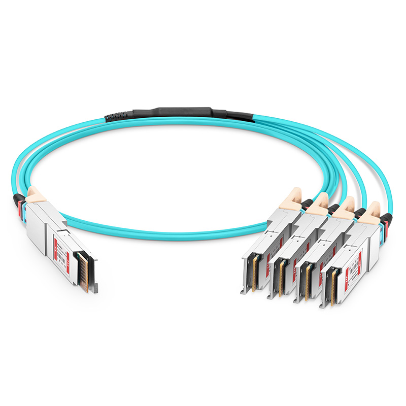 Cable de conexión óptico activo compatible genérico de 400G QSFP-DD a 4 ...