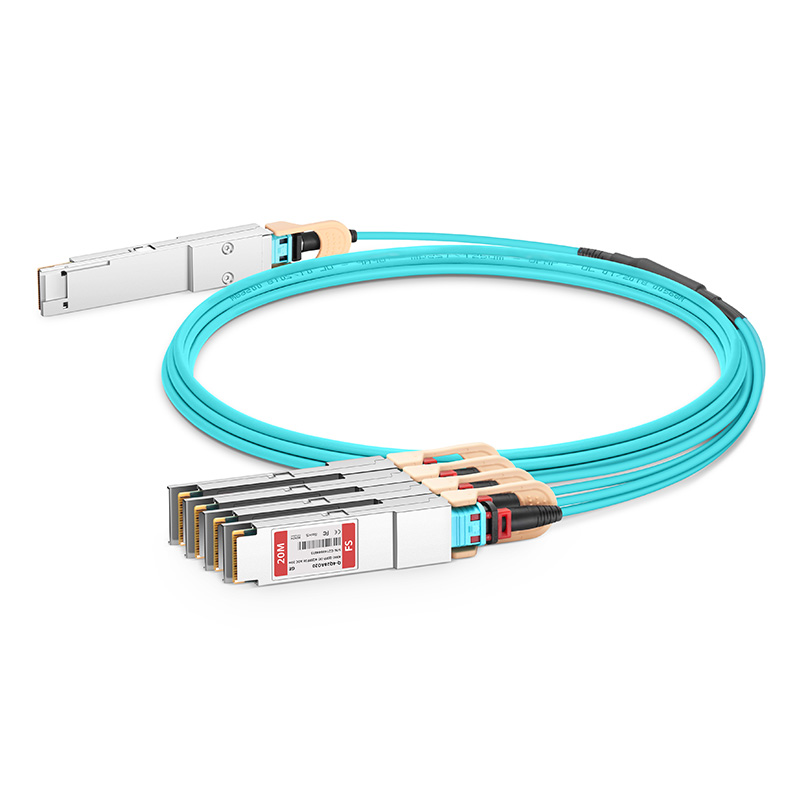 20m (66ft) Generic Compatible 400G QSFP-DD to 4 x 100G QSFP28 Active Optical Breakout Cable - FS ...