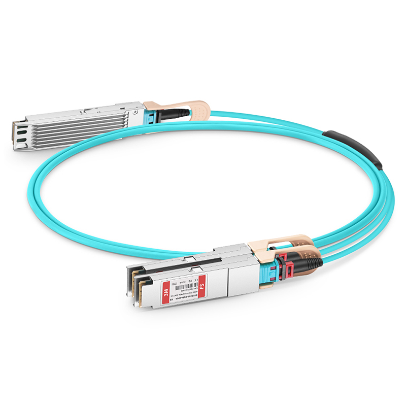 Customized 400G OSFP Finned Top to 2 x 200G QSFP56 Active Optical Breakout Cable - FS.com