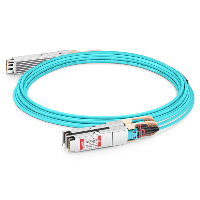 30m (98ft) Arista Compatible 400G OSFP to 2 x 200G QSFP56 Active ...