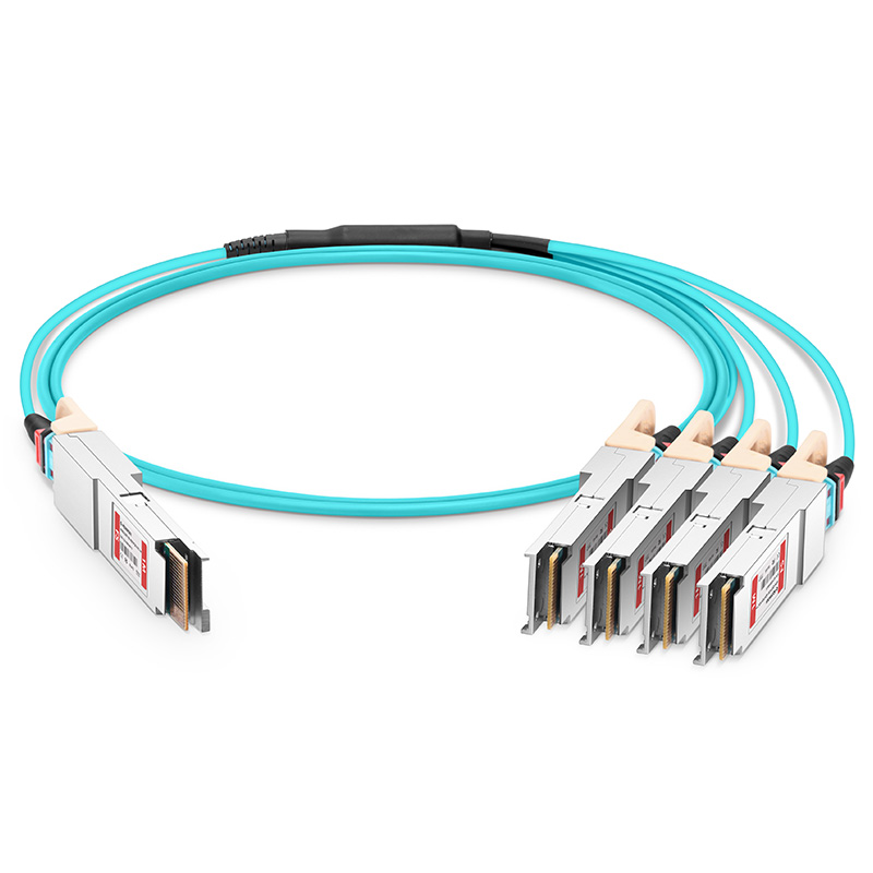1m (3ft) Cisco Compatible 400G QSFP-DD to 4 x 100G QSFP28 Active Optical Breakout Cable - FS.com