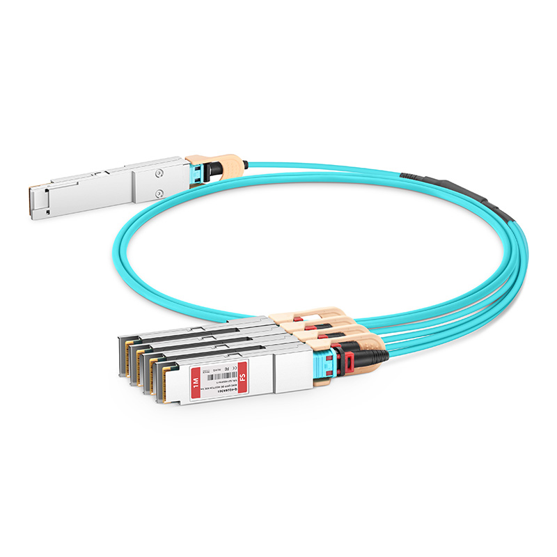 1m (3ft) Cisco Compatible 400G QSFP-DD to 4 x 100G QSFP28 Active Optical Breakout Cable - FS.com