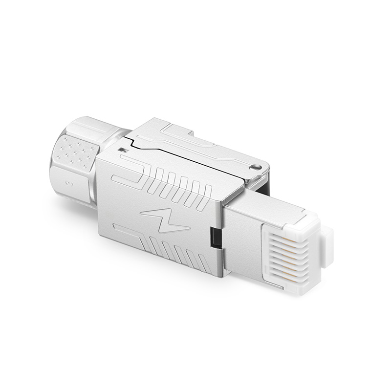 Cat8 RJ45 Tool-Free Modular Plugs, Shielded Network Connectors for 22~24AWG Twisted Pair Solid ...
