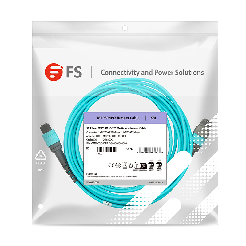 3m (10ft) MTP® Jumper, MTP®-12 UPC (Male) to MTP®-12 UPC (Male), 12 ...