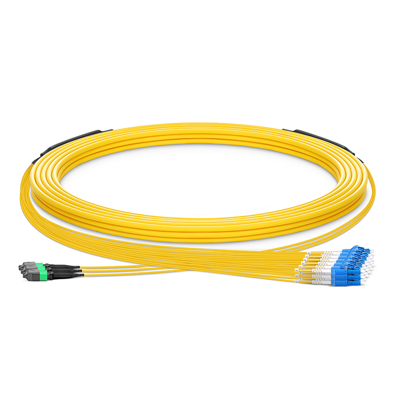 30m (98ft) MTP® Hybrid Trunk Cable, MTP®-12 APC (Female) to 6 LC UPC ...