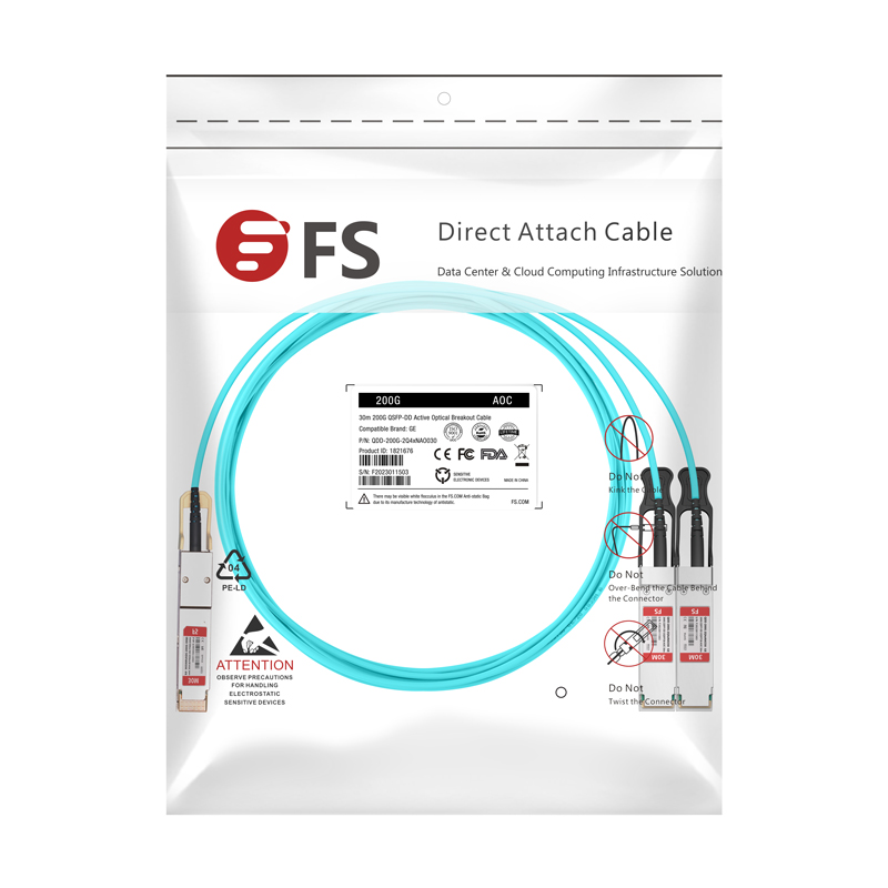 30m (98ft) HPE Aruba Networks Compatible 200G QSFP-DD to 2 x 100G ...