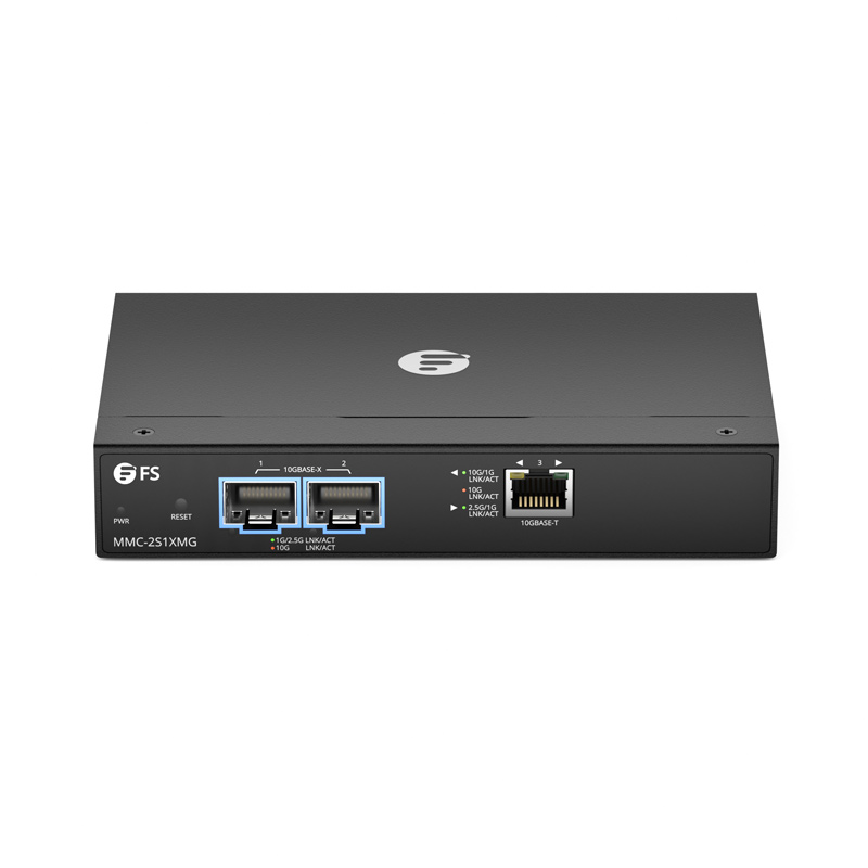 Managed 1x 100M/1G/2.5G/5G/10GBase-T RJ45 to 2x 10GBase-X SFP+ Slot 10Gigabit Ethernet Media ...