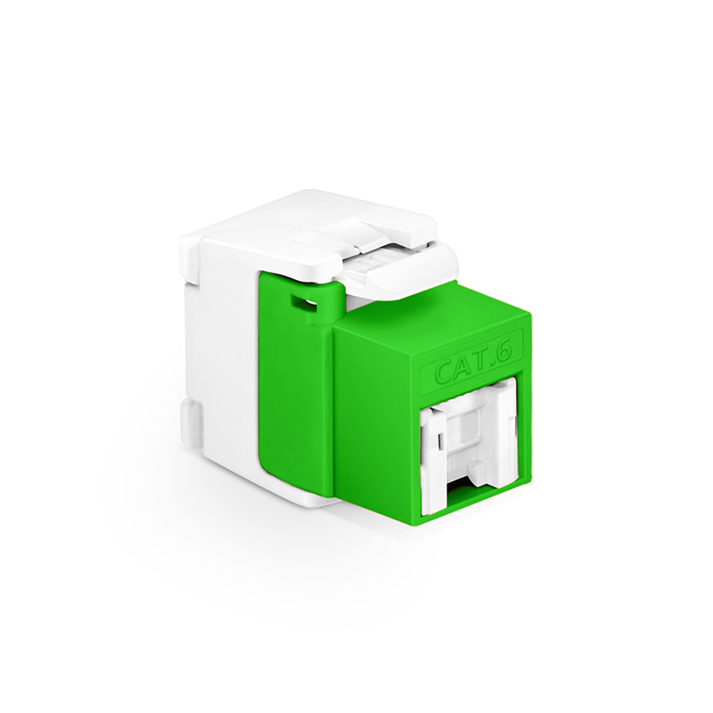Cat6 RJ45 Unshielded Toolless Keystone Jack Module with Dust Cover, Green, 12Pcs/Pack - FS.com