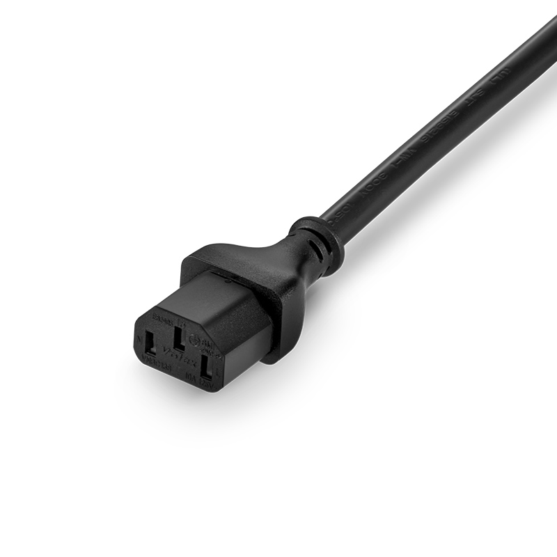 6 ft (1.8 m) Right-Angle NEMA 5-15P to IEC320 C13 18AWG 125V/10A Power Cord, Black - FS.com