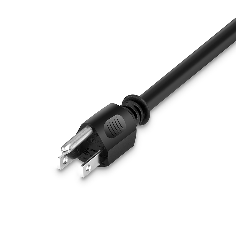 10 ft (3 m) NEMA 5-15P to Right-Angle IEC320 C13 18AWG 125V/10A Power Cord, Black - FS.com