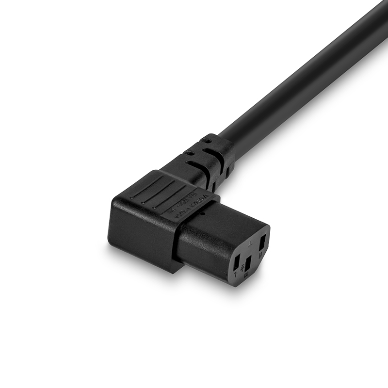 10 ft (3 m) NEMA 5-15P to Right-Angle IEC320 C13 18AWG 125V/10A Power Cord, Black - FS.com