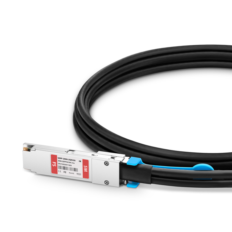 5m (16ft) 200G QSFP56 to 2 x 100G QSFP56 Active Direct Attach Copper Breakout Cable for FS ...