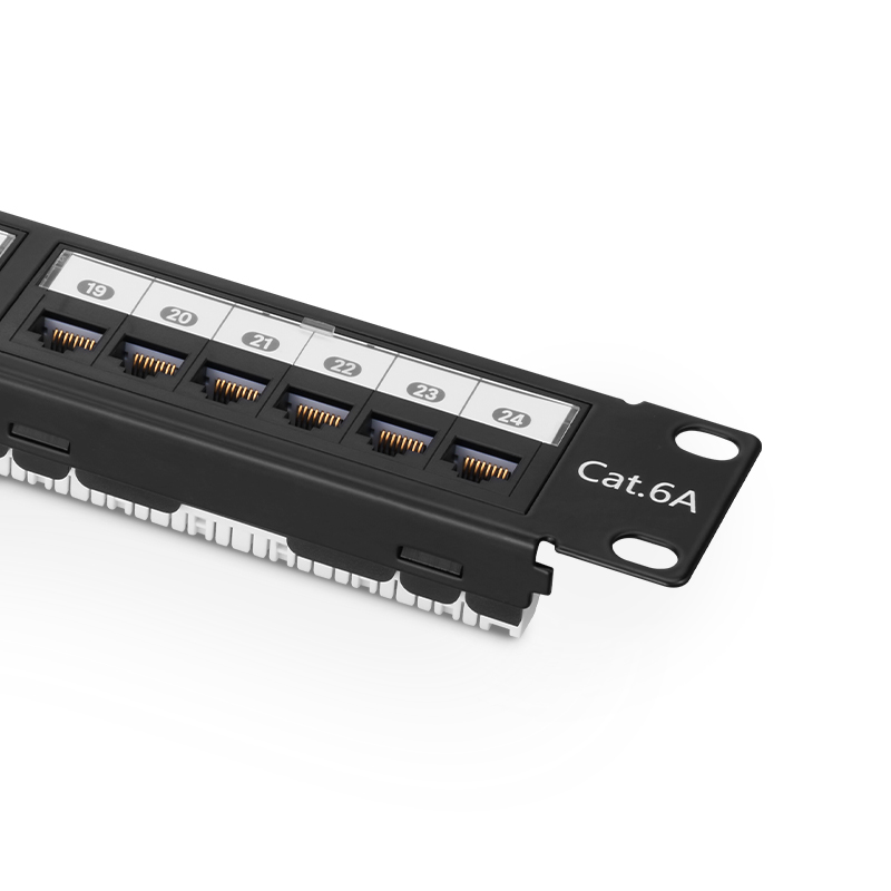 Cat6a 110-Style Unshielded Patch Panel, 24-Port, 1RU, Cable Management ...
