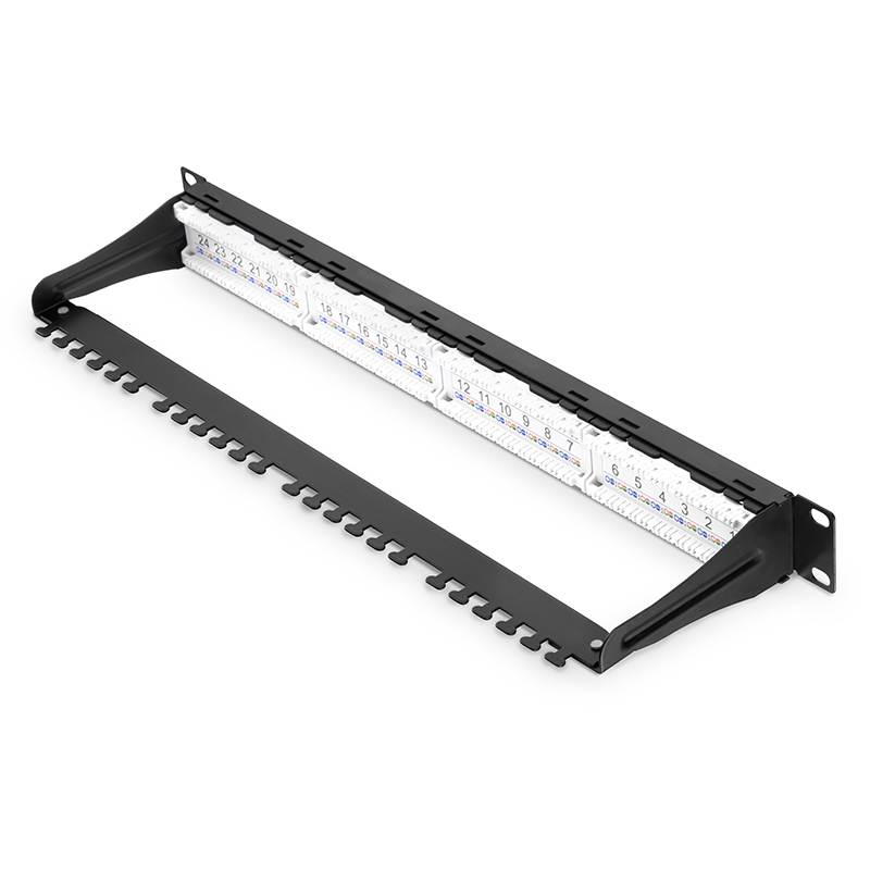 Cat6a 110-Style Unshielded Patch Panel, 24-Port, 1RU, Cable Management ...