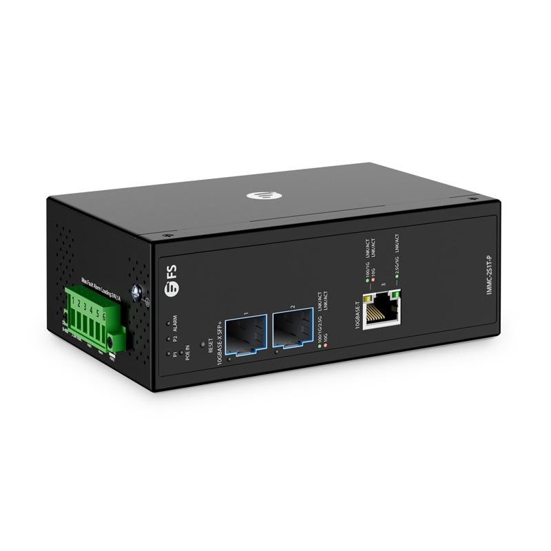 Industrial Managed 1x 100M/1G/2.5G/5G/10GBase-T RJ45 to 2x 100M/1G/2.5G/10GBase-X SFP+ Slot ...