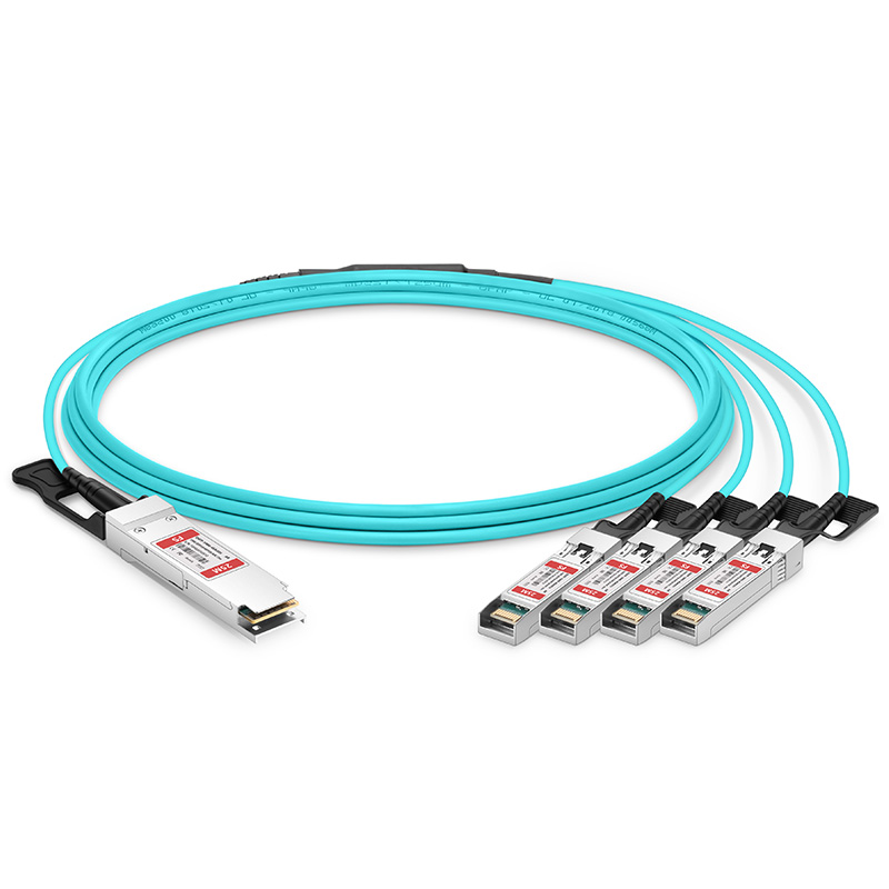 Cable breakout óptico activo compatible con HPE Aruba, 25m (82ft) 100G QSFP28 a 4x25G SFP28 - FS.com