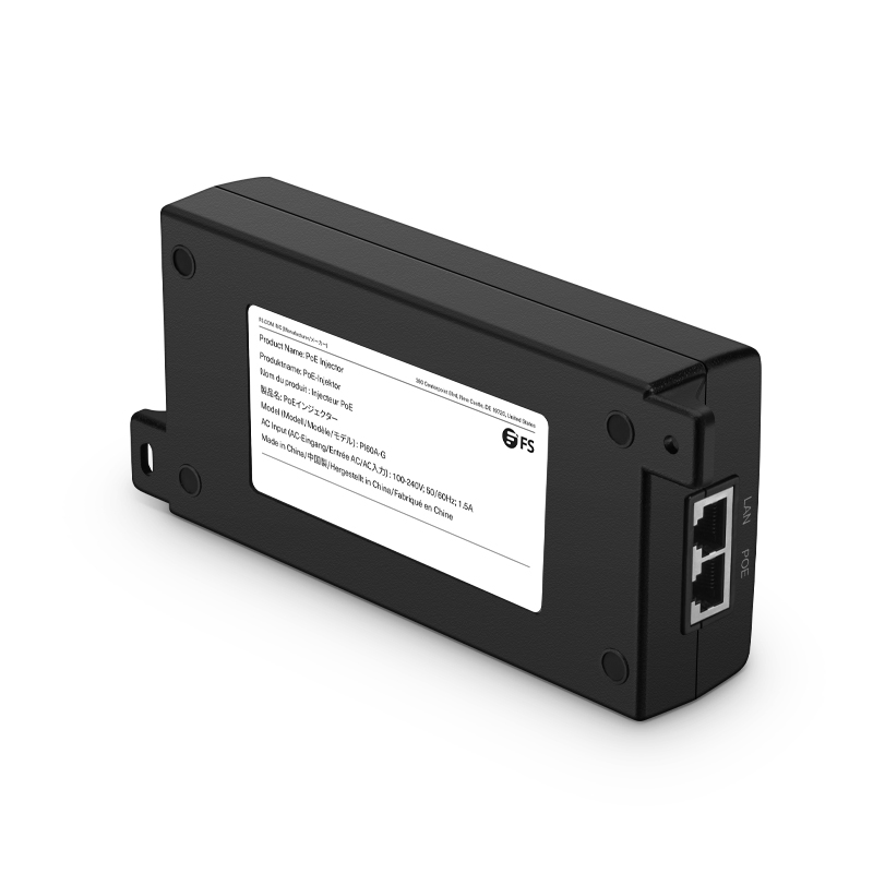 Single Port 10/100/1000M Gigabit PoE++ Injector, PoE Port @ 60W - FS ...
