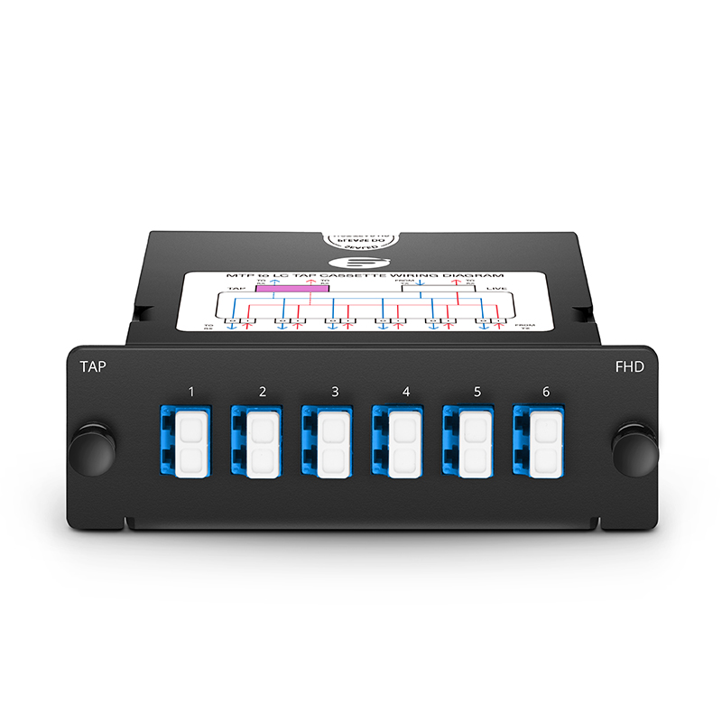 FHD® MTP®-LC TAP Cassette, OS2 Single Mode, 6 x LC Duplex Live Ports ...