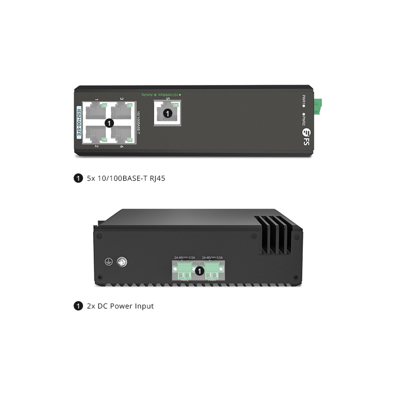 IES2100-5FE, 5-Port Fast Ethernet L2 Unmanaged Industrial Switch, 5 x ...