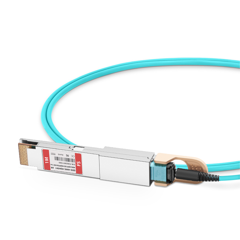 1m (3ft) HPE Aruba Compatible 400G QSFP-DD to 4 x 100G QSFP56 Active Optical Breakout Cable - FS ...