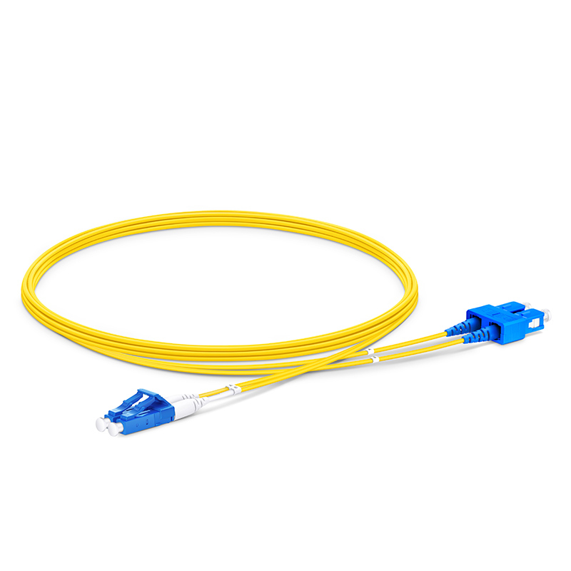 3m (10ft) Fiber Patch Cable, 2 Fibers, LC UPC Duplex to SC UPC Duplex, Single Mode (OS2), Riser ...