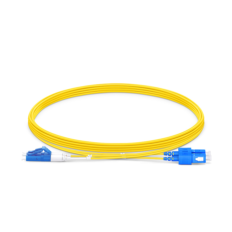 5m (16ft) Fiber Patch Cable, 2 Fibers, LC UPC Duplex to SC UPC Duplex, Single Mode (OS2), Riser ...