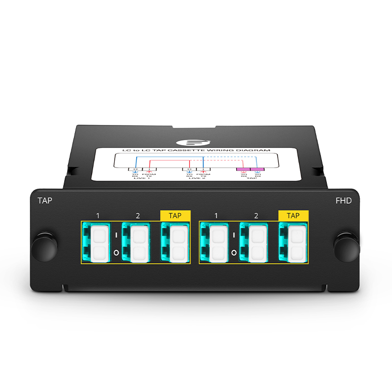 Cassette FHD™ LC TAP, OM4 multimodo, 4 x LC dúplex puertos activos, 2 x LC dúplex puertos TAP ...