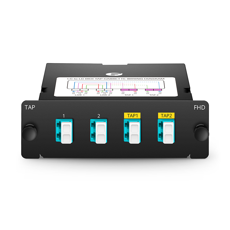 FHD® BIDI LC TAP Cassette, OM4 Multimode, 2 x LC Duplex Live Ports, 2 x ...