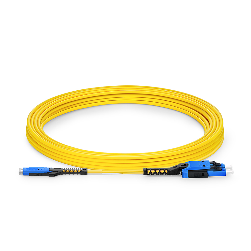 5m (16ft) Uniboot Fiber Patch Cable, MDC UPC Duplex to LC UPC Duplex, Single Mode (OS2), Riser ...