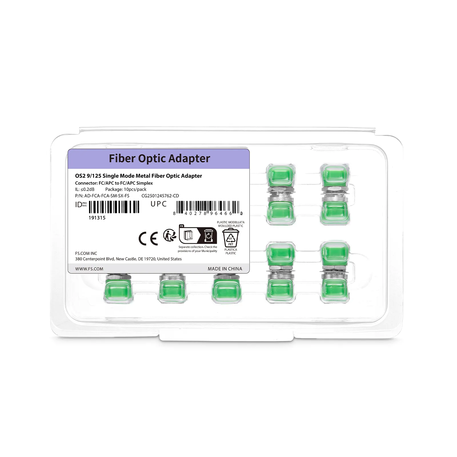 FC/APC to FC/APC Simplex OS2 Single Mode Metal Small D Fiber Optic ...