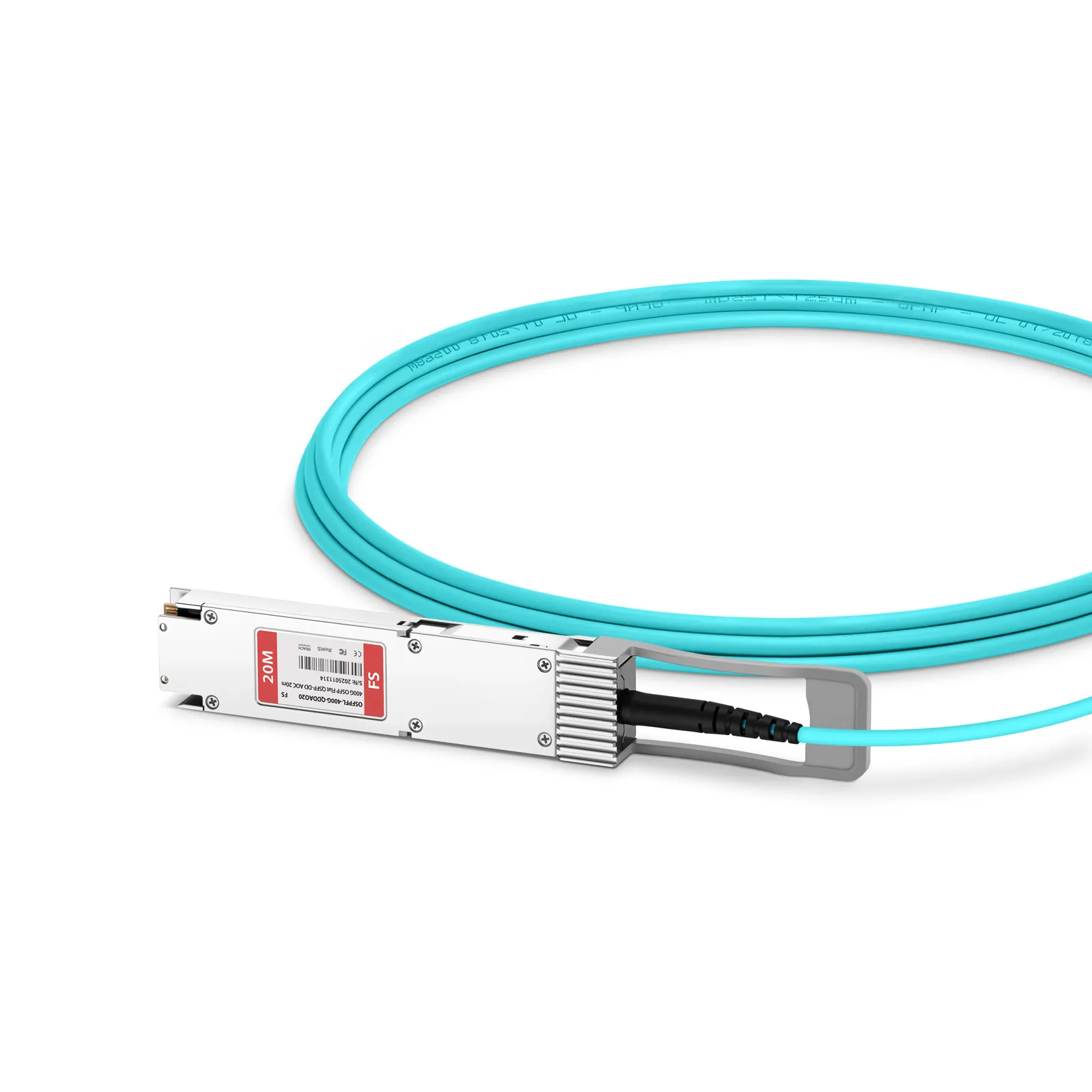 20m (66ft) 400G OSFP Flat Top to 400G QSFP-DD Active Optical Cable - FS ...