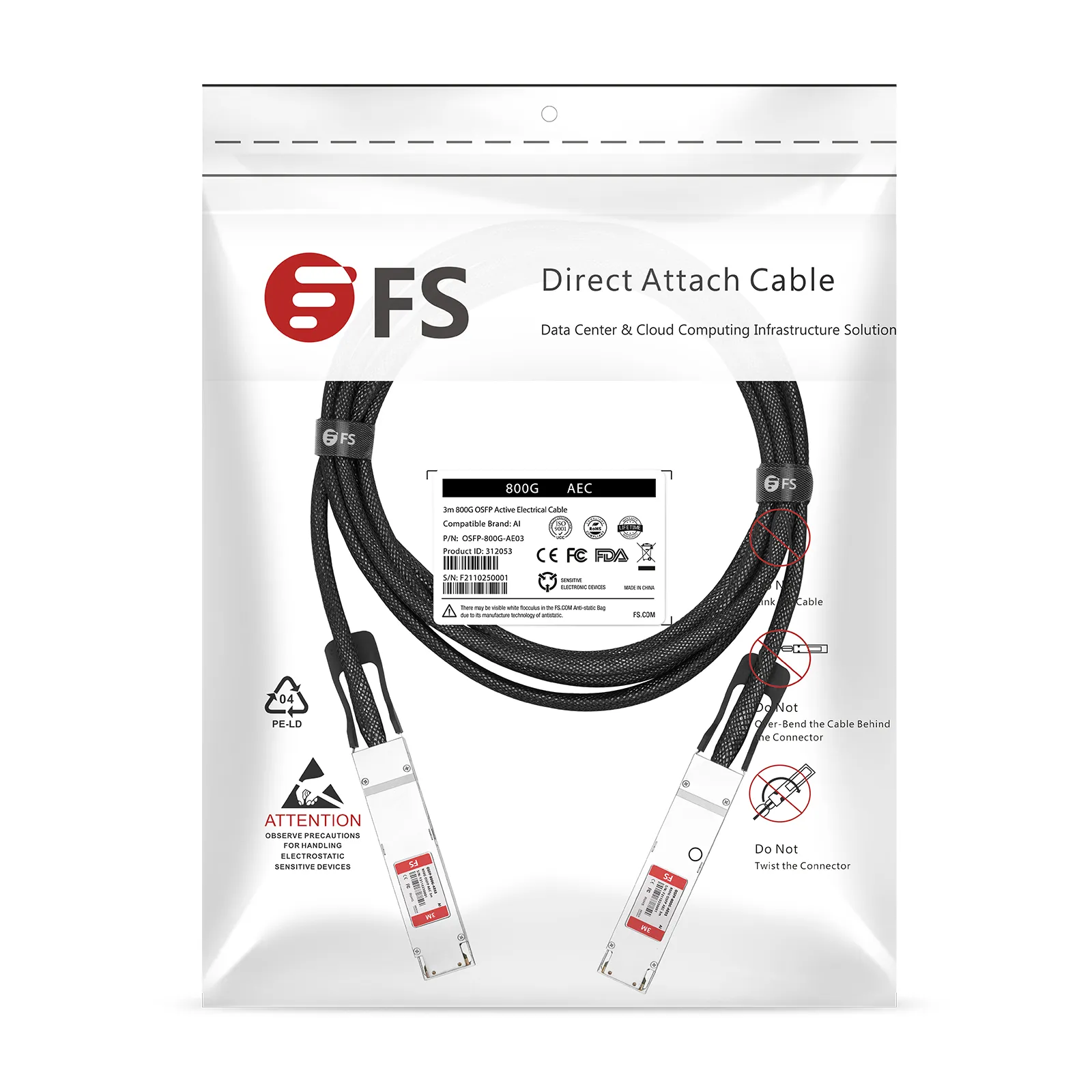 3m (10ft) Arista Networks Compatible 800G OSFP Finned Top Active ...