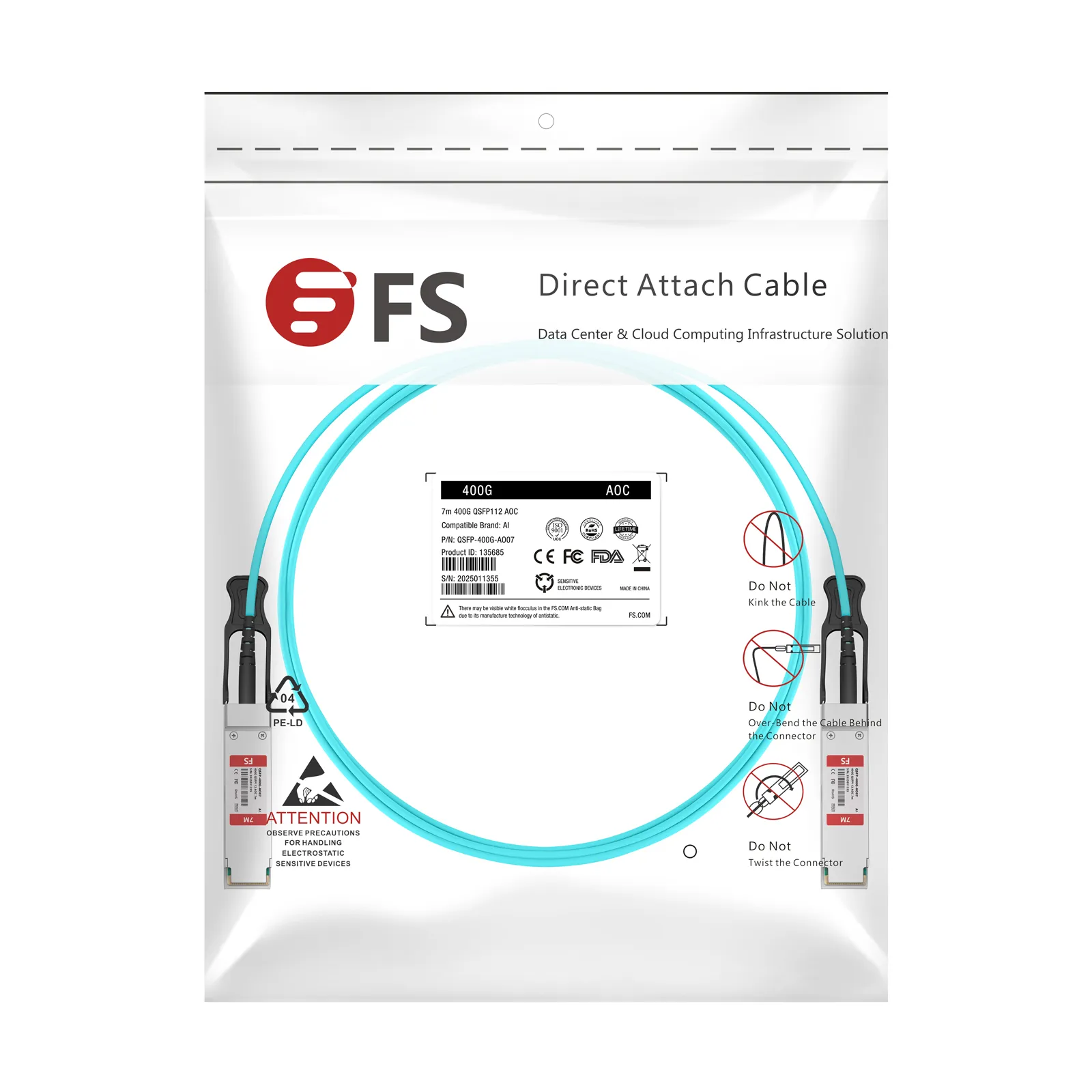 7m (23ft) NVIDIA/Mellanox Compatible 400G QSFP112 InfiniBand NDR Active ...