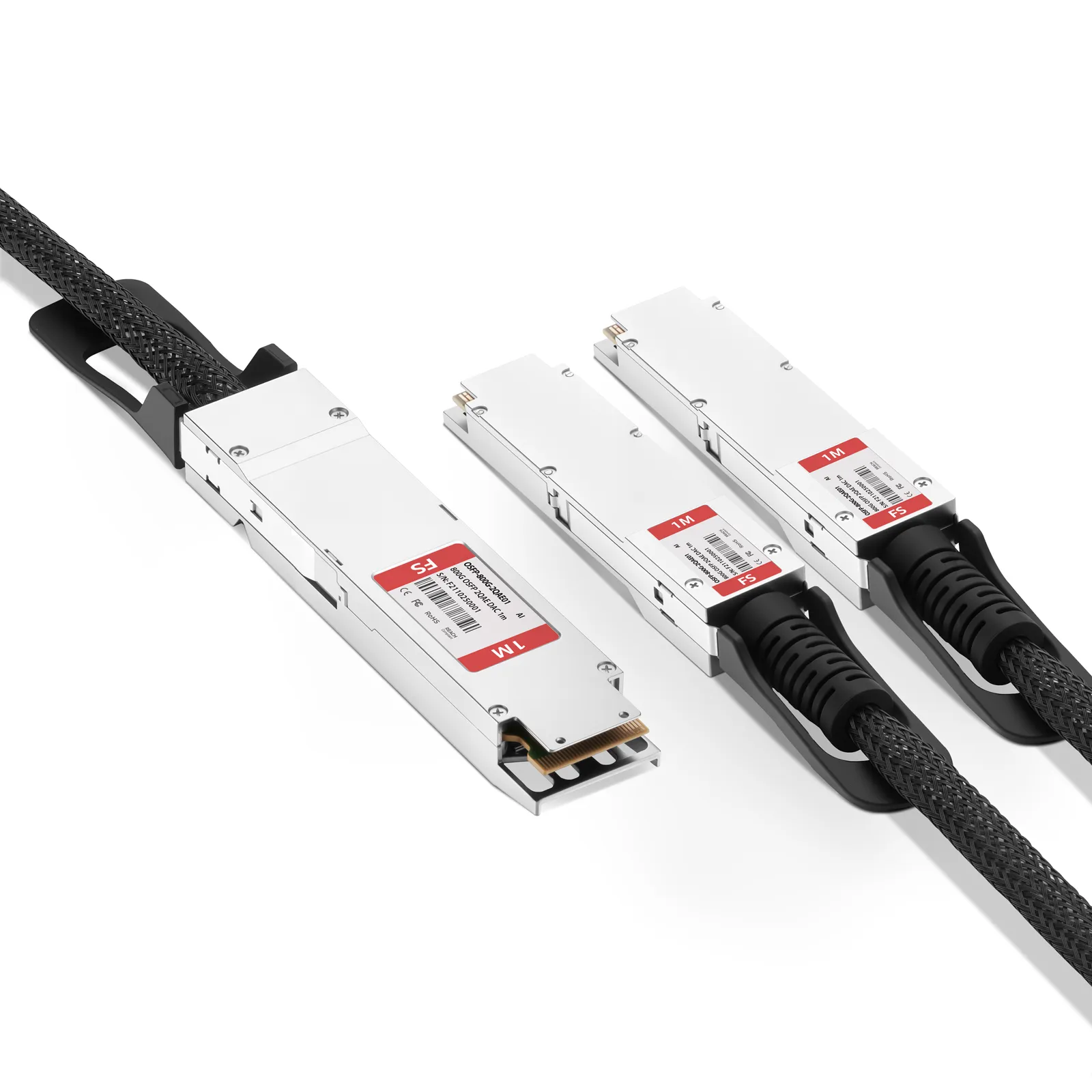 Customized 800G Twin-port OSFP Finned Top to 2x 400G QSFP112 Active Electrical Breakout Cable ...