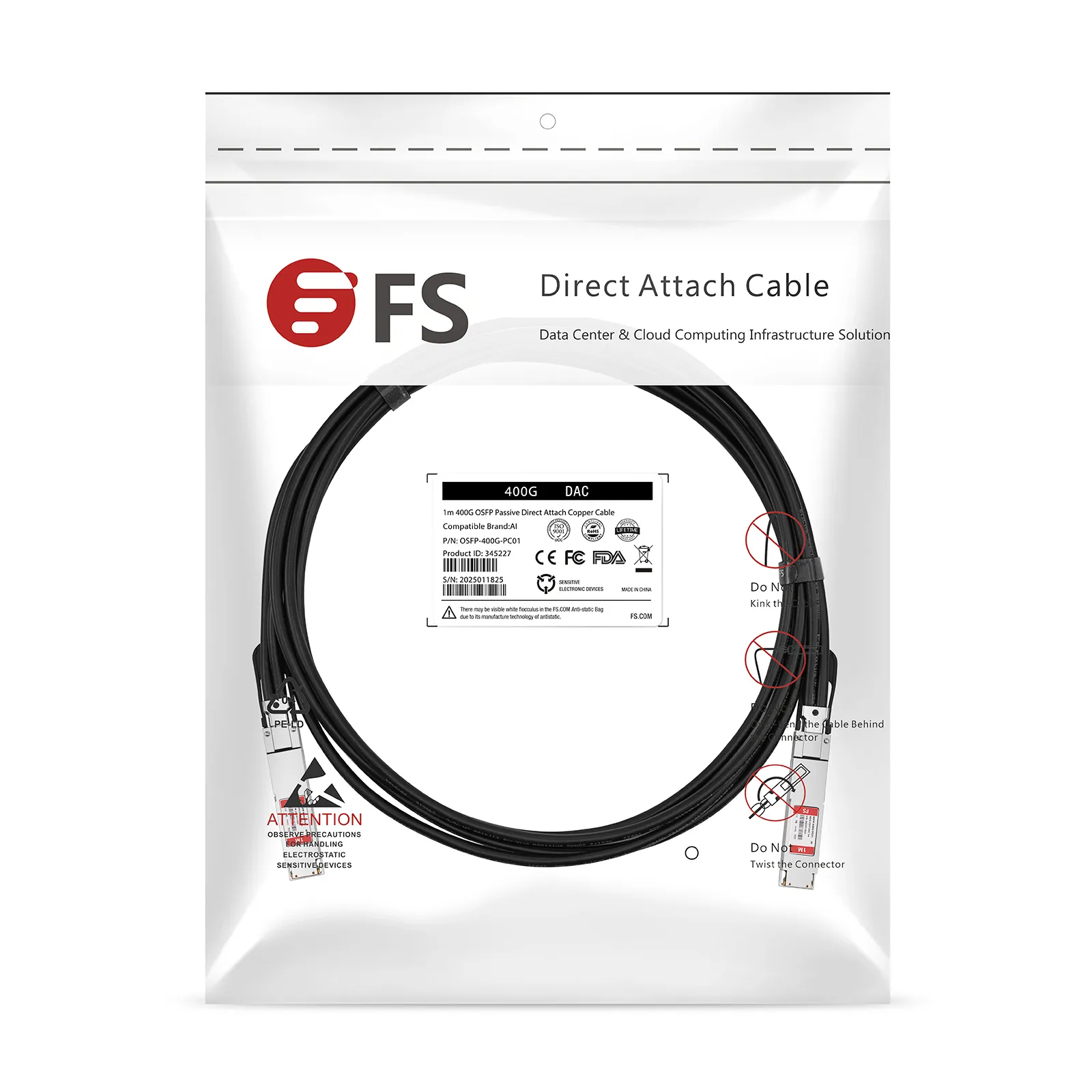1m (3ft) Arista Networks CAB-O-O-400G-1M Compatible 400G OSFP Finned ...